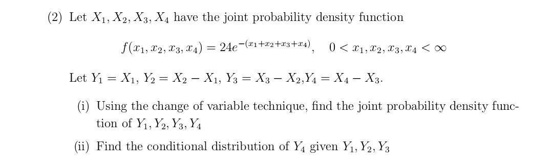 Solved (2) Let X1, X2, X3, X4 have the joint probability | Chegg.com