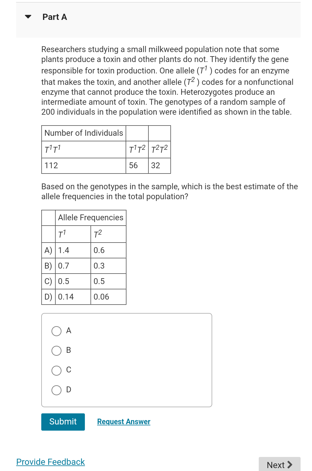 Solved Researchers studying a small milkweed population note | Chegg.com