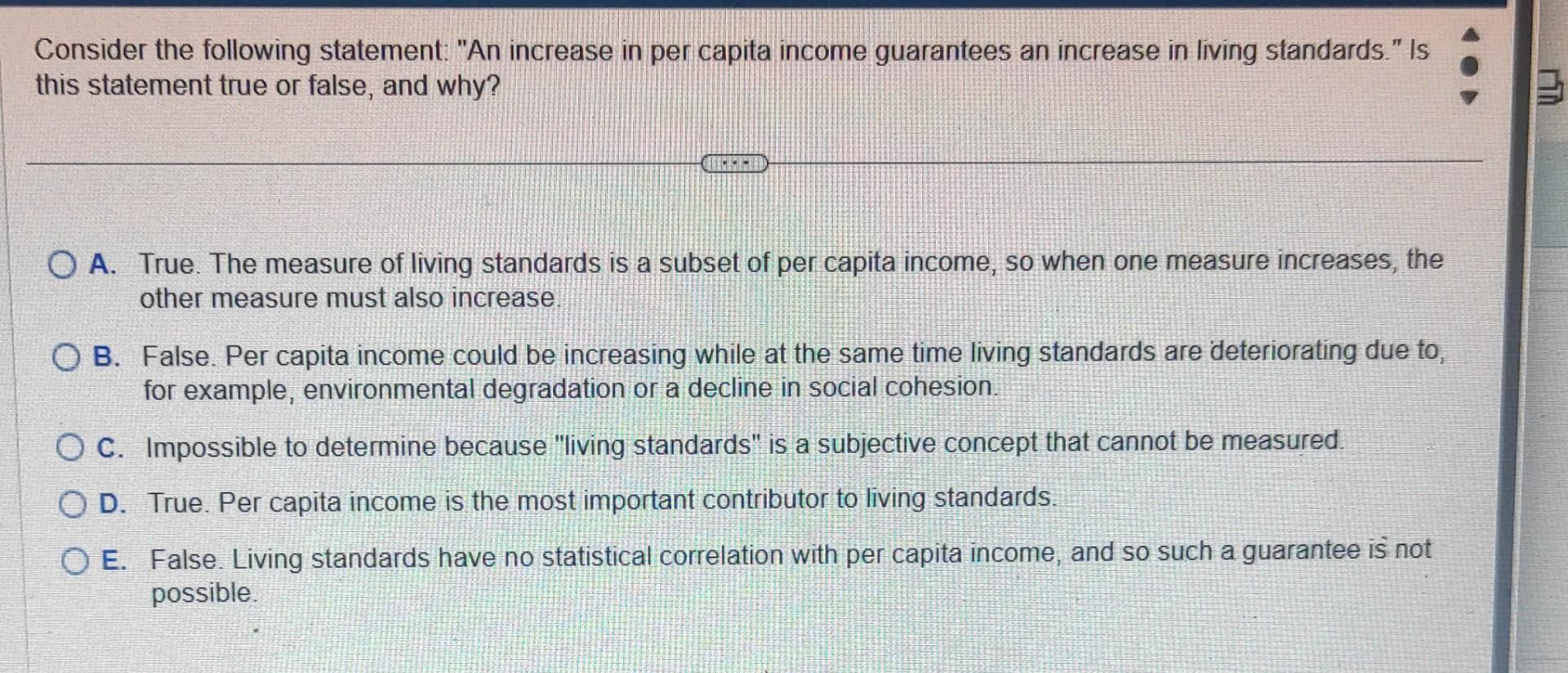 Solved Consider the following statement: "An increase in per | Chegg.com