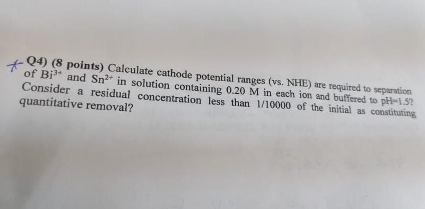 Q4) (8 points) Calculate cathode potential ranges | Chegg.com