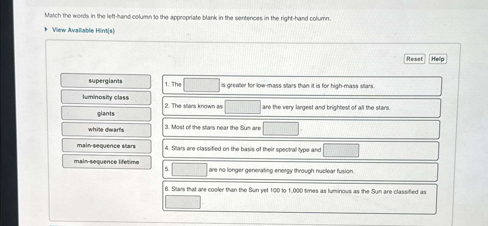 Match the words in the left-hand column to the | Chegg.com