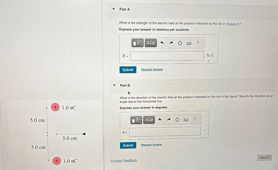 Solved Part AWhat is the strength of the electric field at | Chegg.com