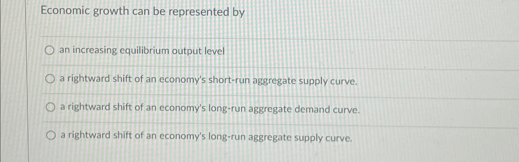 Solved Economic growth can be represented byan increasing | Chegg.com