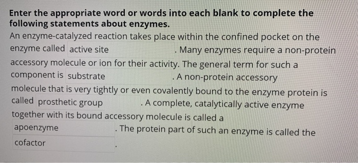 Solved Enter the appropriate word or words into each blank | Chegg.com