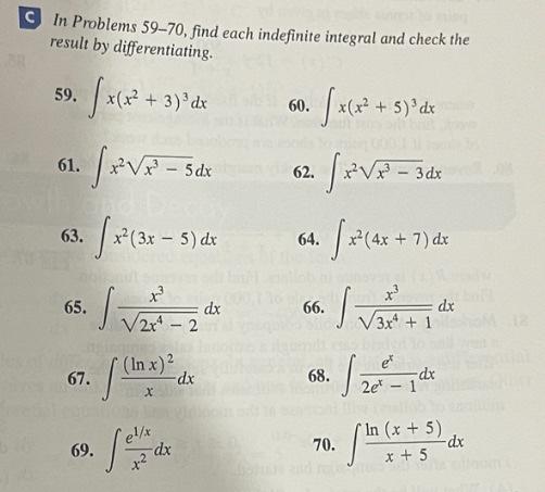 Solved In Problems 59-70, find each indefinite integral and | Chegg.com