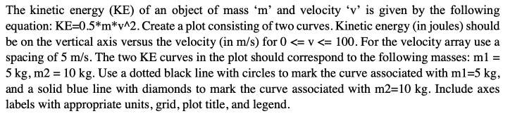 Solved The kinetic energy (KE) ﻿of an object of mass ' m ' | Chegg.com