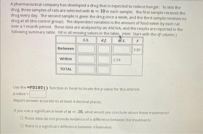 Solved A pharmaceutical company has developed a drug that is | Chegg.com