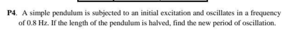 Solved P4. ﻿A simple pendulum is subjected to an initial | Chegg.com