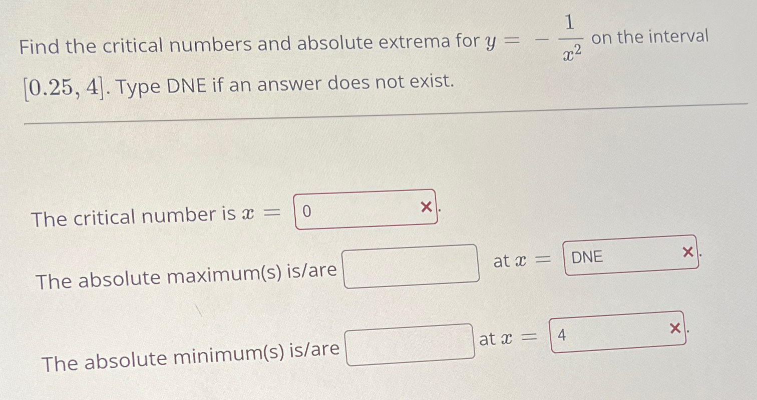 Solved Find the critical numbers and absolute extrema for | Chegg.com
