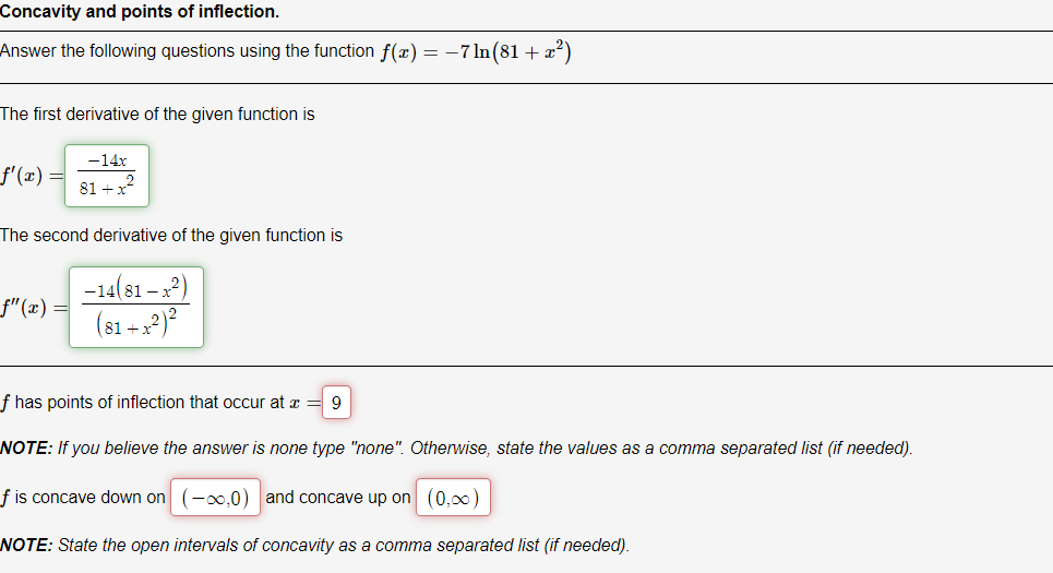 Solved Concavity and points of inflection.Answer the | Chegg.com