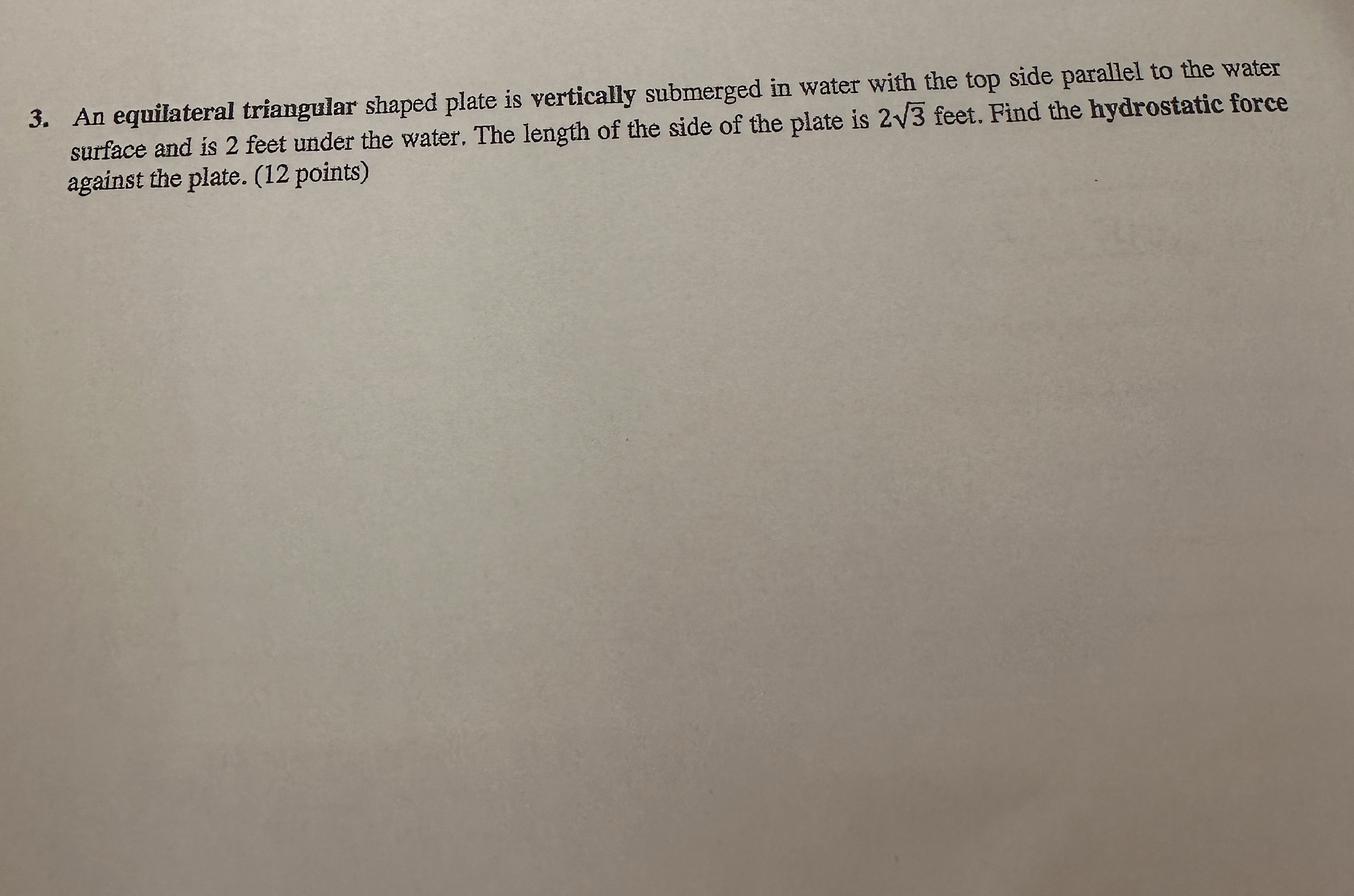 Solved An equilateral triangular shaped plate is vertically | Chegg.com