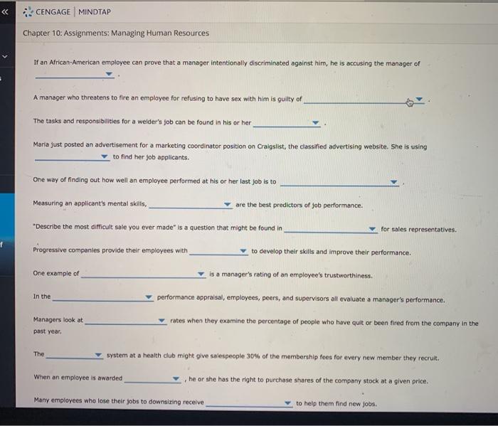 CENGAGE MINDTAP Chapter 10: Assignments: Managing | Chegg.com