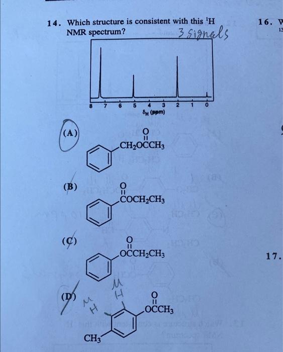 Solved 14. Which structure is consistent with this 1H NMR | Chegg.com