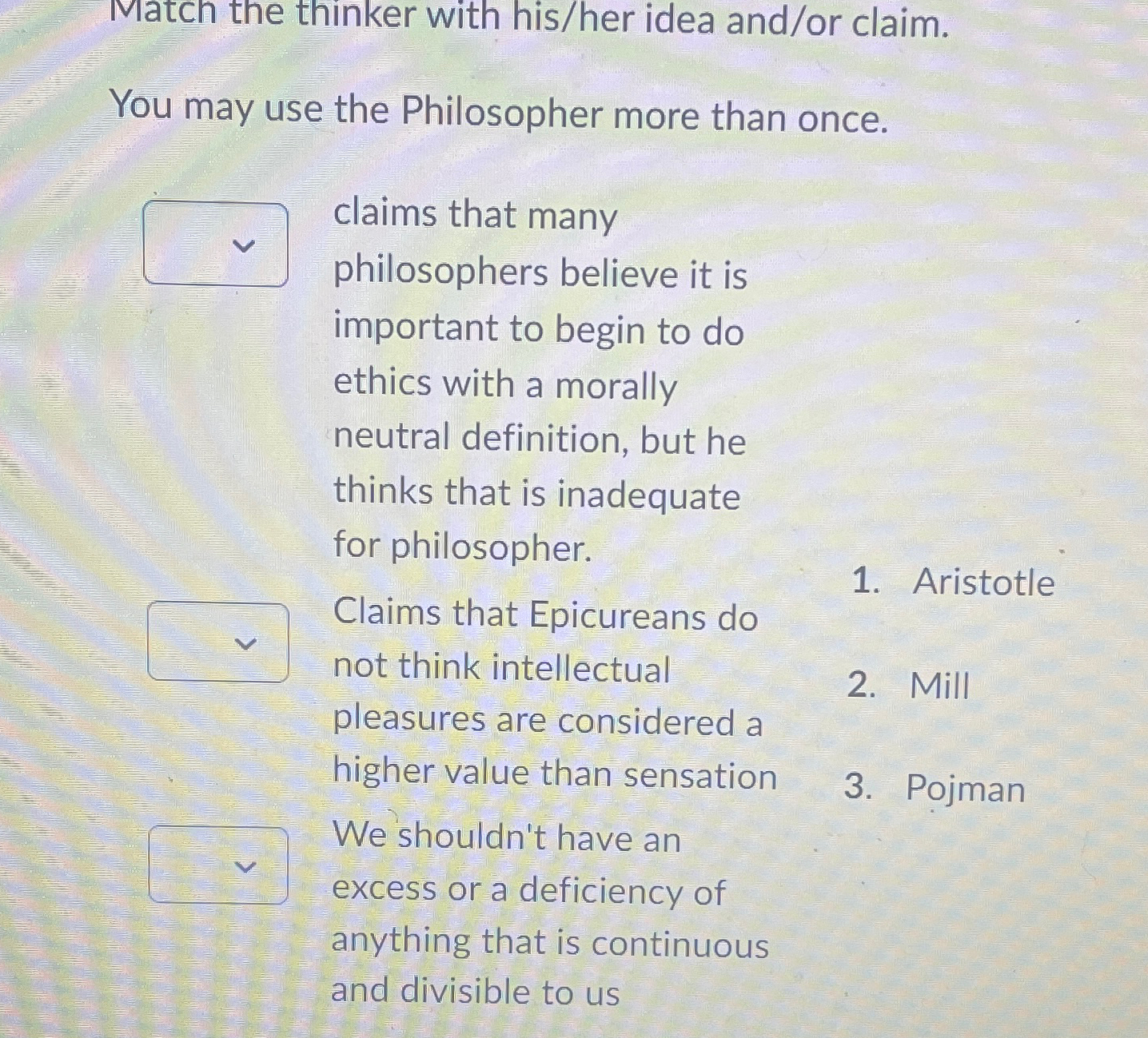 Solved Match the thinker with his/her idea and/or claim.You | Chegg.com