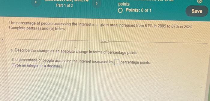 Solved The percentage of people accessing the Internet in a | Chegg.com