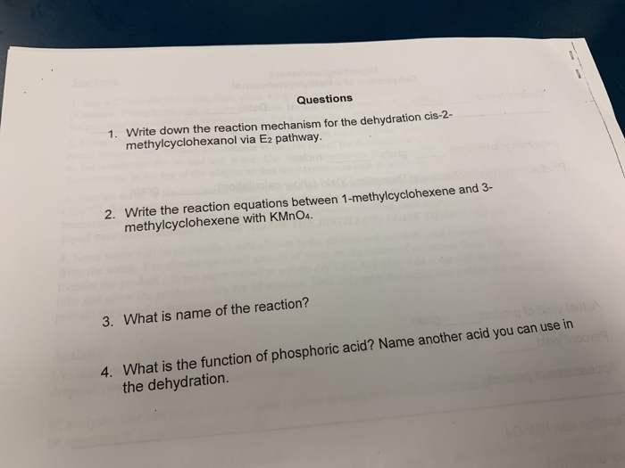 Solved Dehydration of 2-Methylcyclohexanol Introduction The | Chegg.com