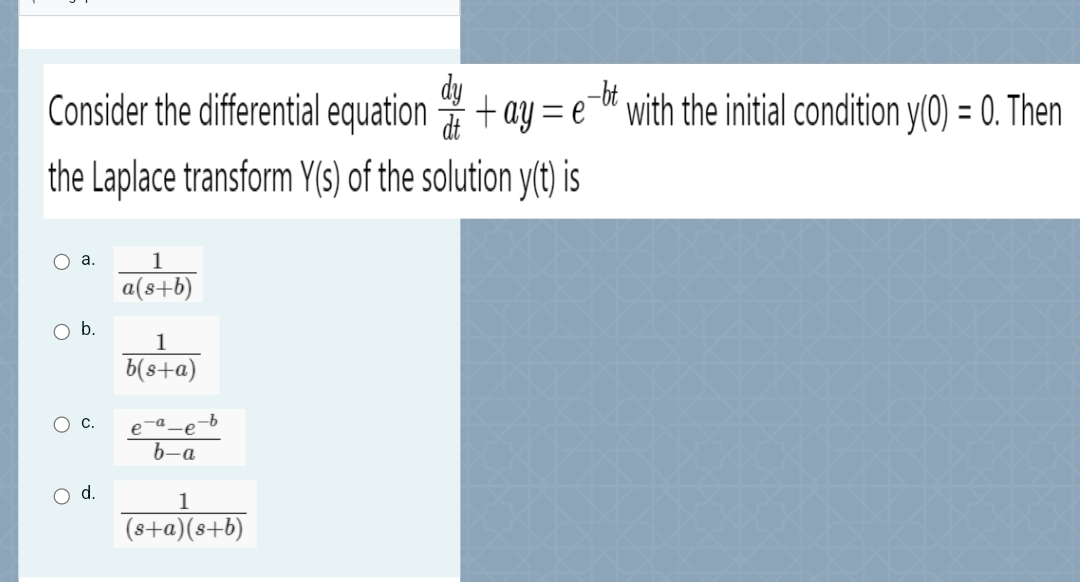 Solved Consider the differential equation dydt+ay=e-bt ﻿with | Chegg.com