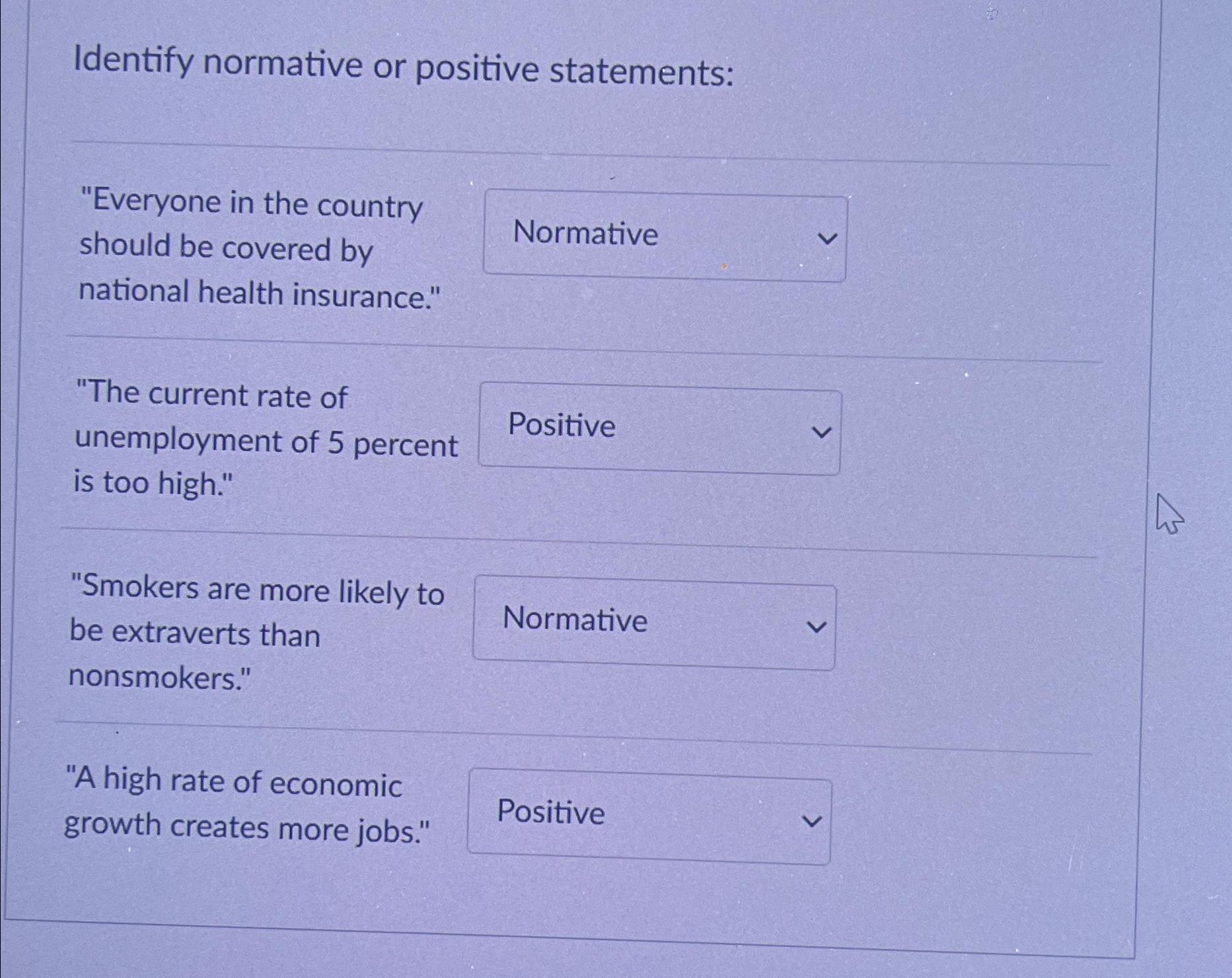 Solved Identify normative or positive statements:"Everyone | Chegg.com