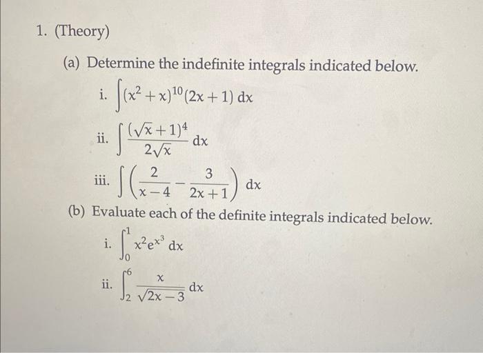 Solved (a) Determine the indefinite integrals indicated | Chegg.com