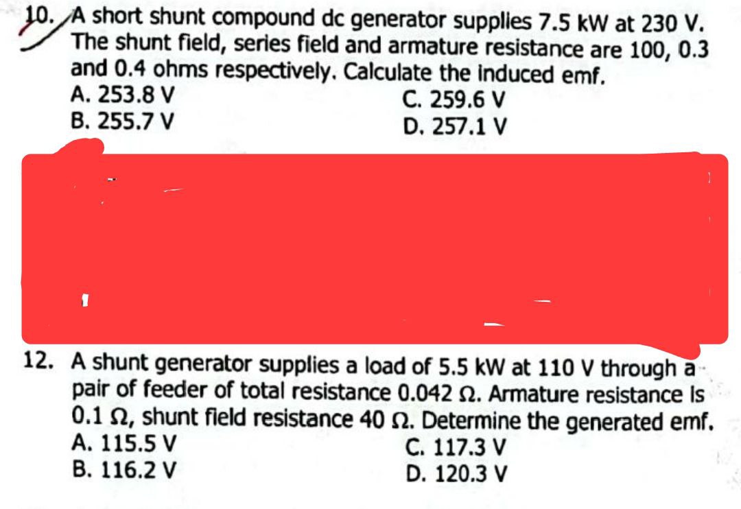 A short shunt compound dc generator supplies 7.5kW | Chegg.com