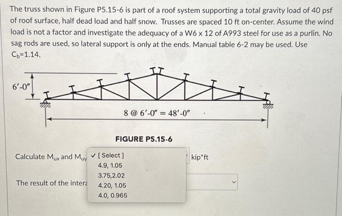 The truss shown in Figure P5.15-6 is part of a roof | Chegg.com