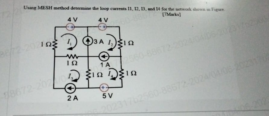 Solved Using Mesh Method Determine The Loop Currents I1 6953
