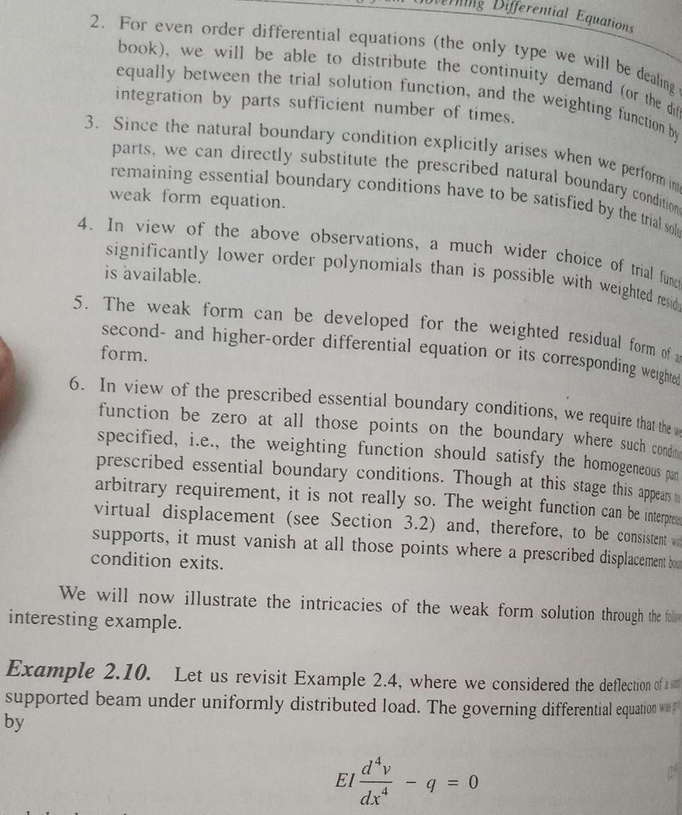 Solved the exact solution, then the weighted residual form | Chegg.com