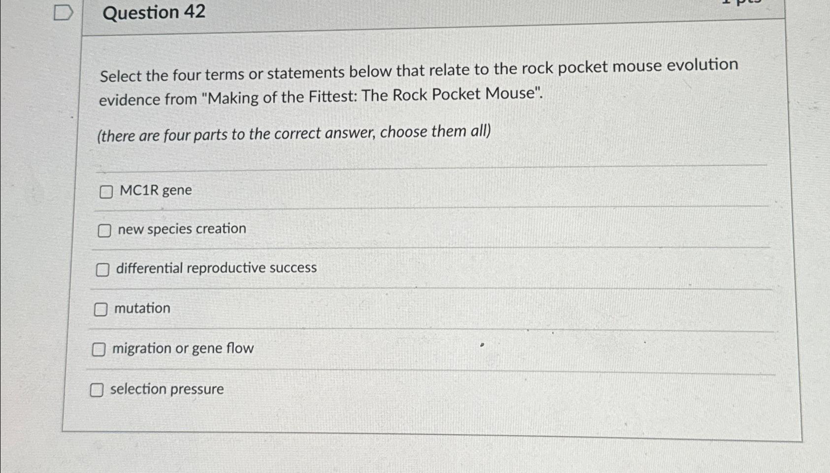 Solved Question 42Select the four terms or statements below | Chegg.com