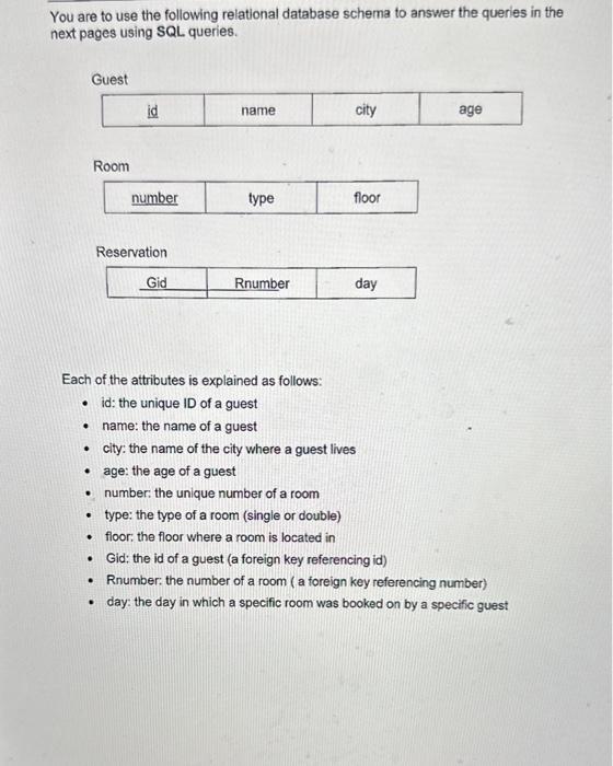 Solved You are to use the following relational database | Chegg.com