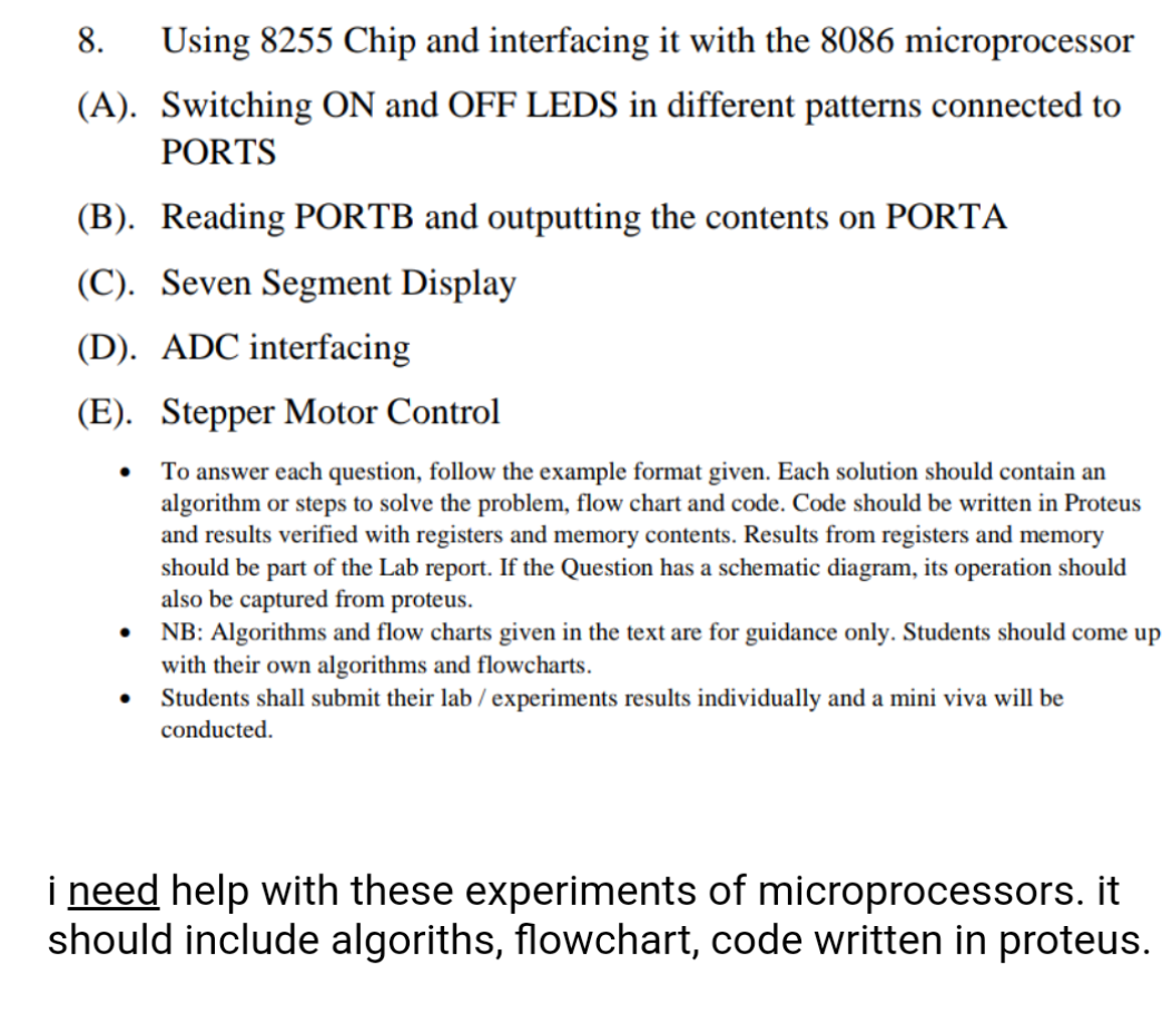 8. Using 8255 Chip and interfacing it with the 8086 | Chegg.com