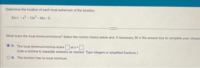 Solved Determine the location of each local extremum of the | Chegg.com