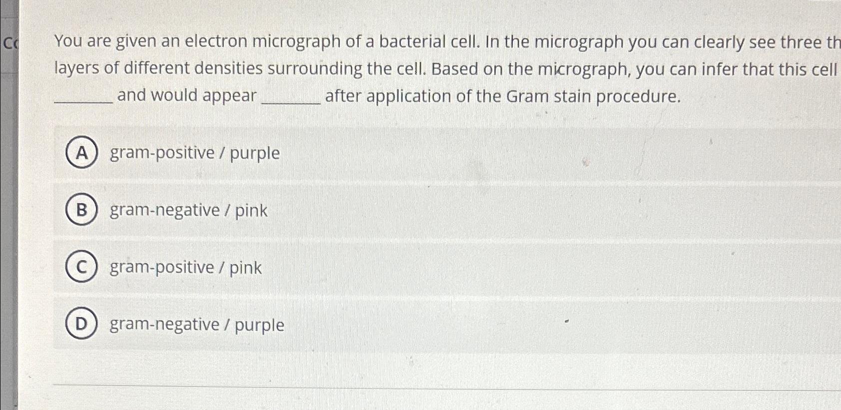 Solved You are given an electron micrograph of a bacterial | Chegg.com