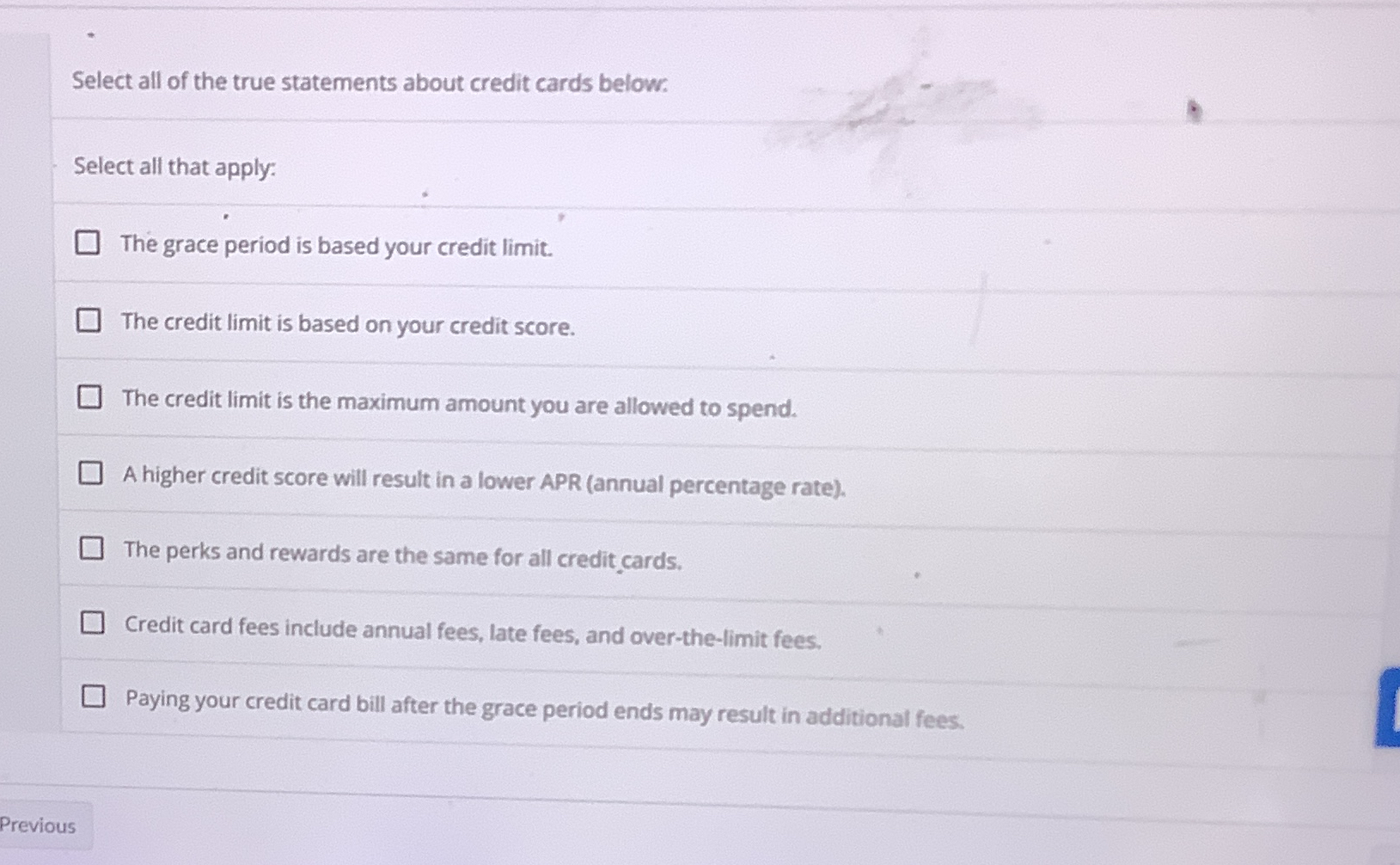 Solved Select all of the true statements about credit cards | Chegg.com