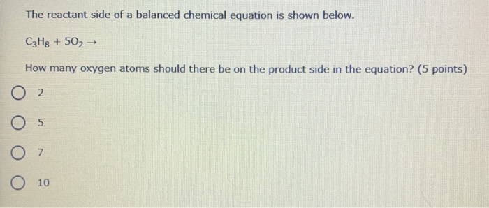 Solved The reactant side of a balanced chemical equation is | Chegg.com