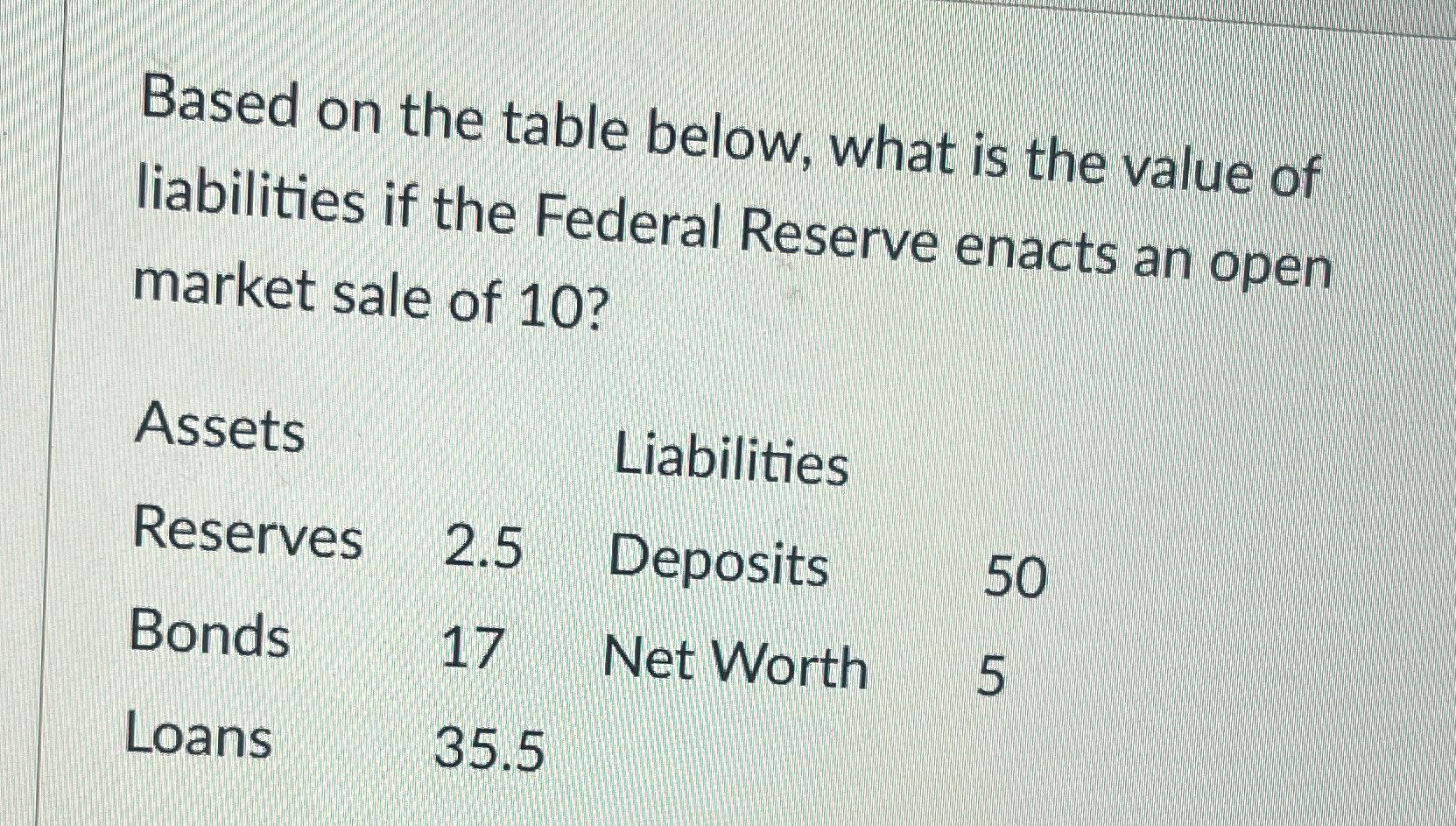 Solved Based on the table below, what is the value of | Chegg.com