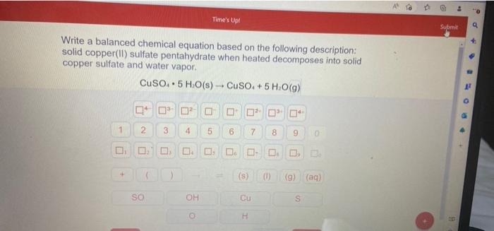Solved Write a balanced chemical equation based on the | Chegg.com