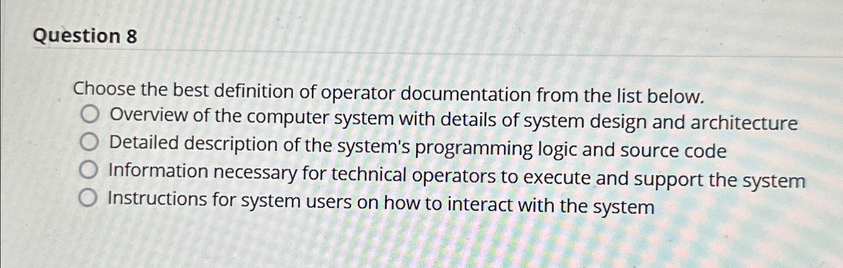 Solved Question 8Choose the best definition of operator | Chegg.com
