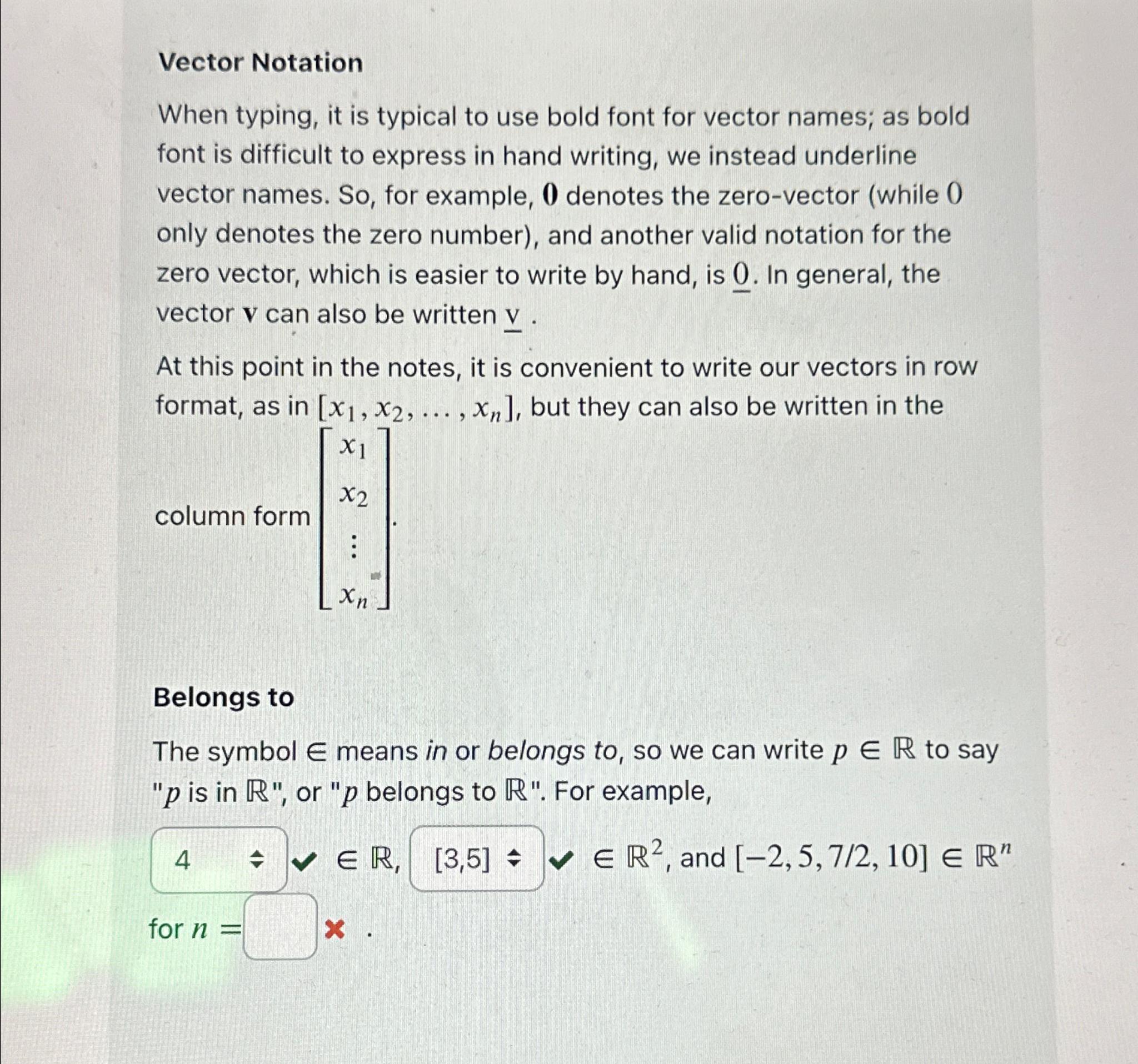 Vector Notation\\nWhen typing, it is typical to use | Chegg.com