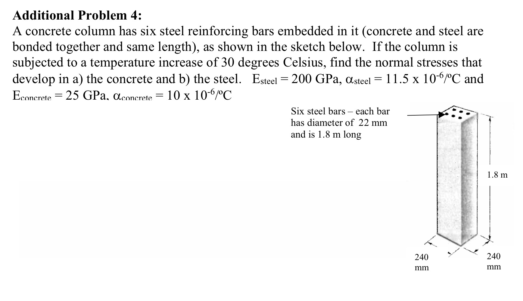 Solved Additional Problem 4:A concrete column has six steel | Chegg.com