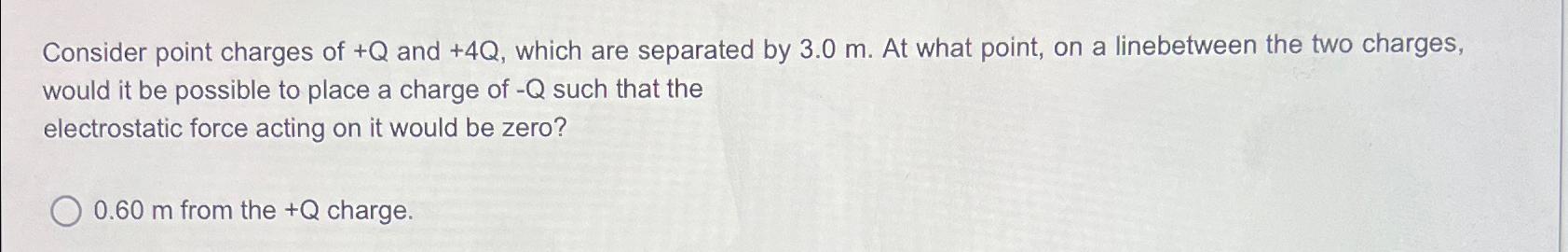 Solved Consider point charges of +Q and +4Q, which are | Chegg.com