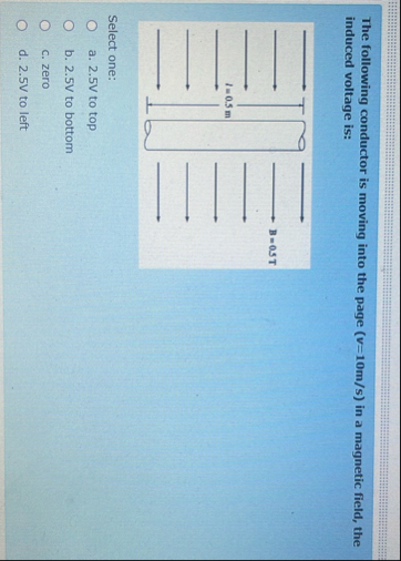 Solved The following conductor is moving into the page | Chegg.com