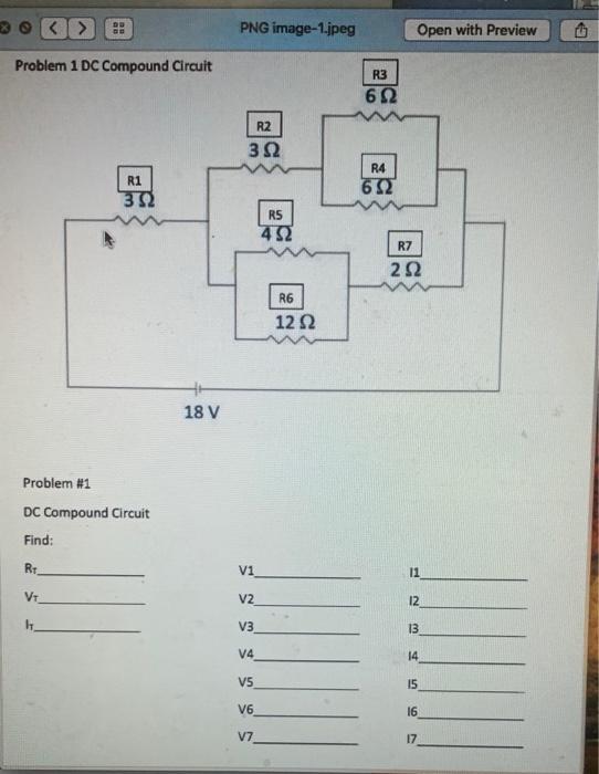 Solved Problem #1 DC Compound Circuit Find: | Chegg.com