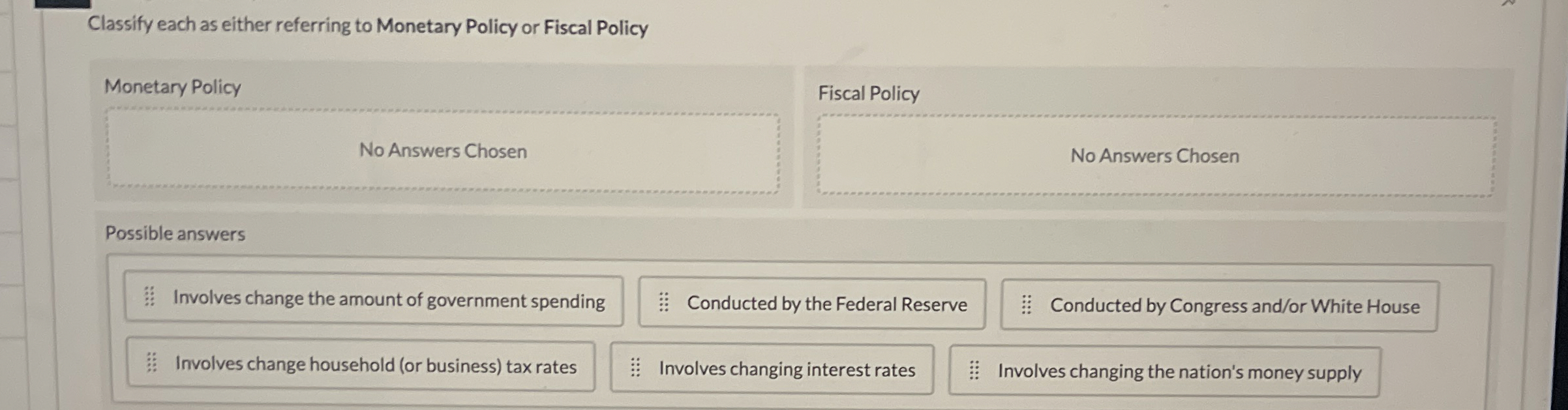 Solved Classify each as either referring to Monetary Policy | Chegg.com