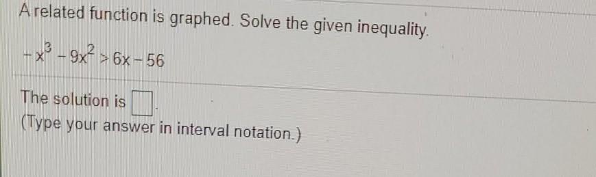 Solved A related function is graphed. Solve the given | Chegg.com | Chegg.com