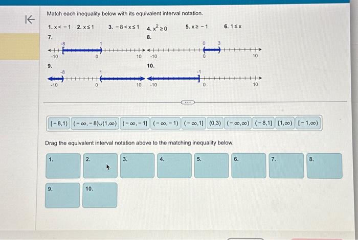 Solved K Match each inequality below with its equivalent | Chegg.com