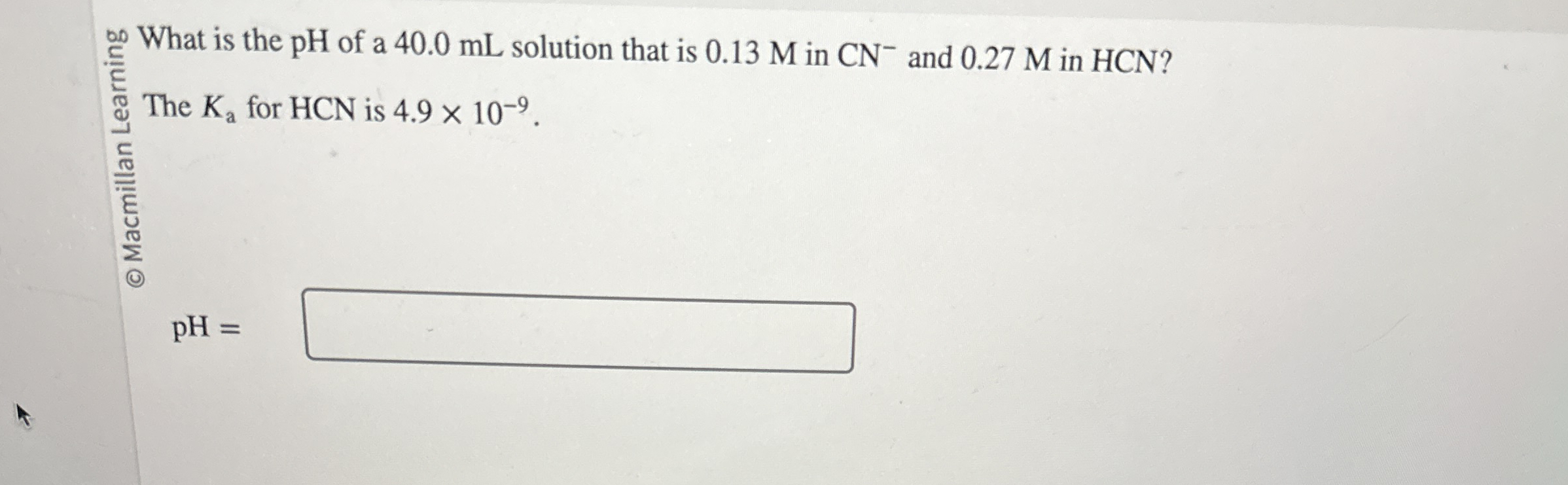 Solved .0. ﻿What is the pH of a 40.0 ﻿mL solution that is | Chegg.com