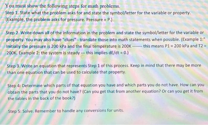 Solved You must show the following steps for math problems. | Chegg.com