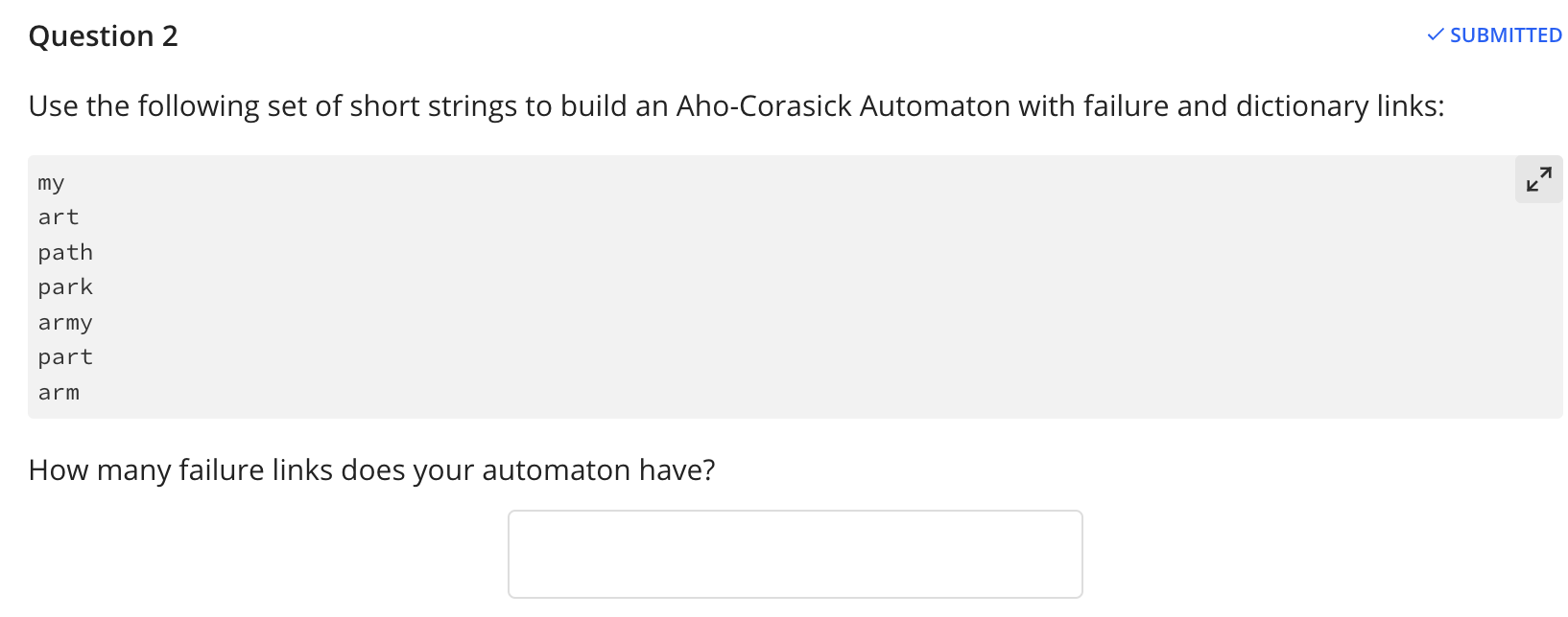 Solved Question 2Use the following set of short strings to | Chegg.com