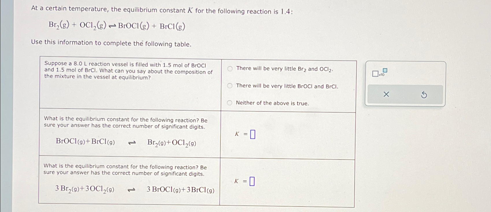 At A Certain Temperature The Equilibrium Constant K