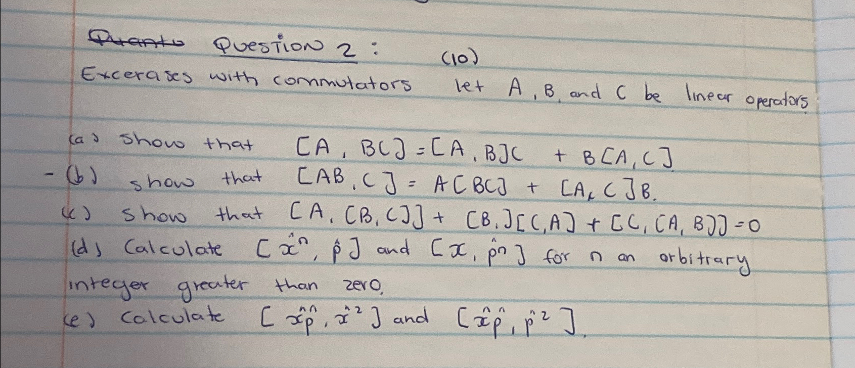 Solved Question 2 ﻿ 10 Excerases With Commutators Let A B